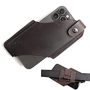 Topstache Leather Phone Holster/ Sheath with Belt Clip Loop, Magnetic Closure,Cell Phone Case/ Pouch for iPhone, Samsung,Darkbrown,Large