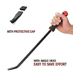 RIMKOLO Pry Bar Set, 5-Piece Heavy Duty Pry Bars with Thicker Strike Caps, Mechanic Hand Tools for Automotive, Demolition, Nail Puller, Crowbar