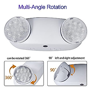 TANLUX LED Emergency Lights with Battery Backup, Two Head Adjustable Commercial Emergency Lights, UL Listed, AC 120/277V, Hardwired Emergency Exit Light Fixtures for Business - 1 Pack(White)