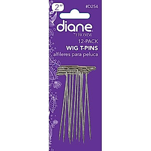 Diane 2-Inch T-Pins for Wigs, Toupees, Hairpieces, Crafting, Displaying, Styling Mannequin Heads and Wig Stands, Silver (12 Pack)