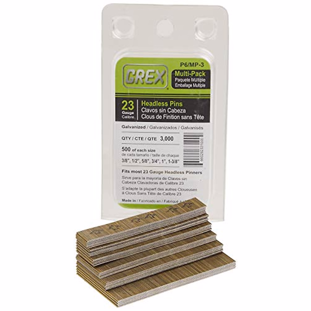 GREX P6/MP-3 23 Gauge Multi-Pack Headless Pins (3,000 per box)