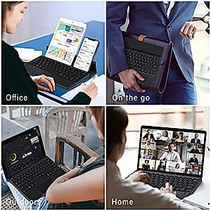 Doohoeek Multi-Device Bluetooth Backlit Keyboard with Trackpad, Keyboard with Mouse Pad & Kickstand for Tablets, Laptops, Phones and Computers