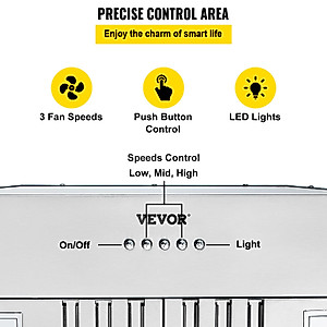 VEVOR Insert Range Hood, 800CFM 3-Speed, 30 Inch Stainless Steel Built-in Kitchen Vent with Push Button Control LED Lights Baffle Filters, Ducted/Ductless Convertible, ETL Listed…