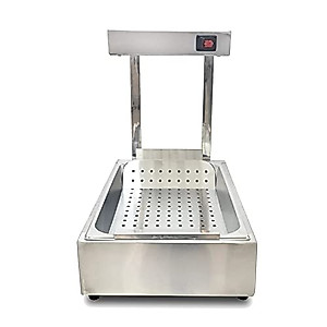 KOUWO Commercial French Fry Warmer Infrared Strip Heat Lamp Fries Warmer Station with 1/1 Pan