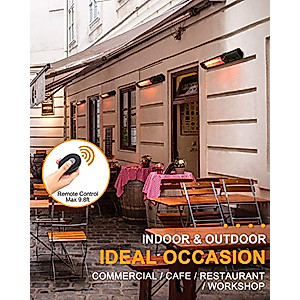 Star Patio Electric Patio Heater, Outdoor Heater, Infrared Heater with Remote Control, Outdoor Heaters for Patio, Classic Black, STP1580-WM-RM