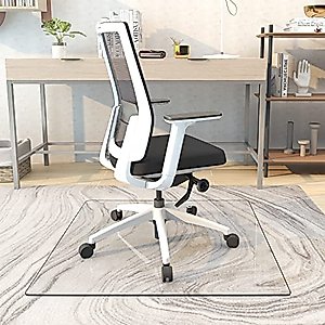 Natsukage Glass Chair Mat 36" x 36" 1/6" Thick Tempered Glass Office Chair Mats Desk Chair Mat for Carpet or Hardwood Floor Computer Chair Mat Floor Protector(Transparent)