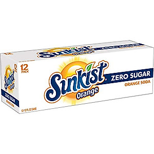 Sunkist Zero Sugar Orange Soda, 12 fl oz cans, 12 pack