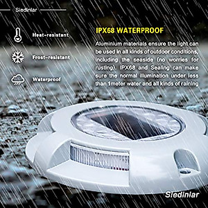 SIEDiNLAR Solar Deck Lights Driveway Dock LED Light Solar Powered Outdoor Waterproof Road Markers for Pathway Step Stair Garden Ground Sidewalk Yard 12 Pack (Warm White)