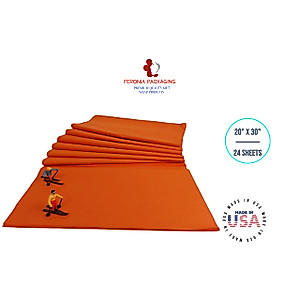 Orange Tissue Paper Squares, Bulk 24 Sheets, Premium Gift Wrap and Art Supplies for Birthdays, Holidays, or Presents by Feronia packaging, Large 20 Inch x 30 Inch