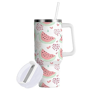RPLIFE Colorful Watermelon Slices Stainless Steel Coffee Cup, Insulated Tumbler with Straw, Tumbler for Men