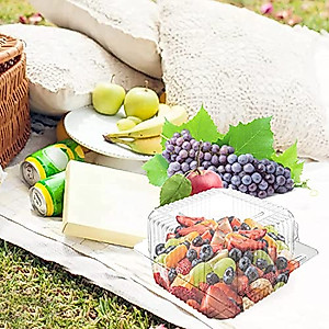 100 Pcs Clear Plastic Hinged Take Out Containers Disposable Clamshell Food Cake Containers with Lids 5.3 x 4.7 x 2.8 inch for Dessert, Cakes, Cookies, Salads, Pasta, Sandwiches