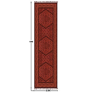 Casavani Hand Block Printed Area Rug Geometric Red Cotton Dhurrie Floor Carpet For Doormat Best Uses For Hallway Runner Rug Bedroom,Living Room,Dining Room,Purch 7x10 Feet