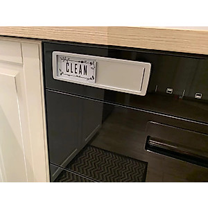 Dishwasher Clean Dirty Magnet Sign, Lissaberg Upgrade Strong Refrigerator Magnet Indicator with Stickers for Kitchen Organization Storage Non-Scratching & Water Resistant Black White (Sliver)