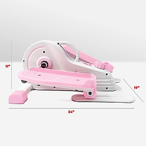 Sunny Health & Fitness Pink Fully Assembled Magnetic Under Desk Elliptical Peddler, Portable Foot & Leg Pedal Exerciser- P2030