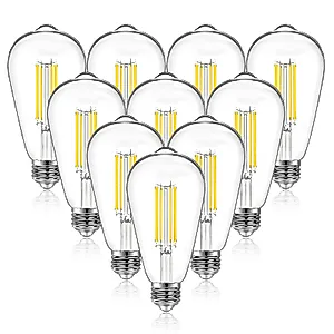 DAYBETTER 10 Pack LED Lights, Vintage LED Edison Bulbs 60 Watt Equivalent, ST58 Antique LED Filament Light Bulbs, E26 Dimmable LED Bulb with Natrue White 5000K, Brightness 8W, 800LM, Clear Glass