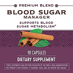 Nature's Way Blood Sugar Manager with Gymnema, Supports Blood Sugar Metabolism*, Vitamin A Supplement, 90 Capsules