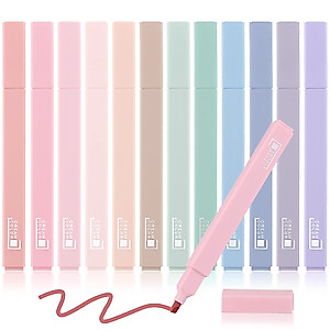 12 Pieces Aesthetic Highlighters Bible Highlighters and Pens No Bleed with Chisel Tip Pastel Markers Multicolor Aesthetic Pens Kawaii Stationary for Office School Supplies (Elegant Style)