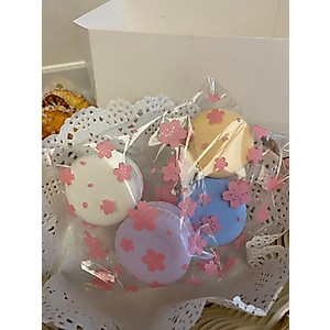 200 Pcs 4" x 4" Clear Bags OPP Plastic Party Bag for Bakery, Candy, Soap, Cookie (Sakura Pink, 4x4)