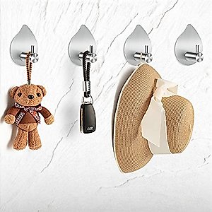 Door Hooks Self Adhesive Heavy Duty Waterproof Stainless Steel Hooks for Hanging Coat Hat Towel Robe Hook Rack Wall Mount Camper Decor Stick on Wall Hooks and Command Hook for Bedroom Bathroom