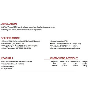 HOTSTART - HOT Flow COOLANT System - Model CTM10110-N00 Original - 1 Year Warranty!