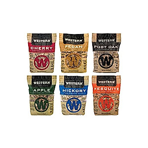 MIJIG Western BBQ Premium‎ Wood Smoking Chips Variety (Pack of 6) Bundled with ProGrilla Smoker Box