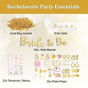 Chug Buddy Bachelorette Party Decorations Pack - Bride Sash, Bride to Be Banner, Tattoos, Confetti & Photo Booth Props - Bachelorette Party Supplies & Accessories