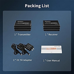 TESmart 1080P 60Hz Long Range 984ft USB VGA KVM Extender Over Cat5e Cat6 Ethernet Cable (up to 984ft/300m, Sender+Receiver)