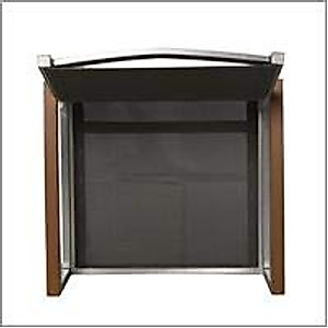 Emma Patio Dining Chairs - Aluminum - Outdoor Mesh Seats - Faux Wood Arms - Set of 2 - Silver with Gray and Natural Finish