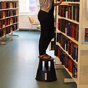 M&T Displays Rolling 2-Step, Plastic Stepstool, Holds up to 330 lbs w/Non-Slip Platform Wheels, Sturdy and Durable Home, Appliance, Ideal for Kitchen, Bathroom, Bedroom (Black)