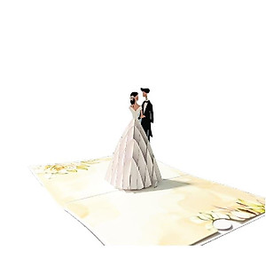 ETA 3D Pop Up Wedding Card, 3d Bride and Groom Card, Just Married Pop Up Card, 3D Popup Cards for Valentines Day, Wedding, Anniversary, Love, Romance, W12