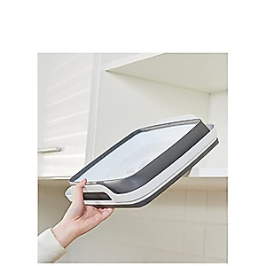 ZL ybxdxz Dish Basin Collapsible with Drain Plug Portable Wash Basin Foldable Sink Tub Carry Handle Dishpan Space Saving Kitchen Storage Tray for Camping, RV, Vegetable, Washing 9L Capacity, Gray