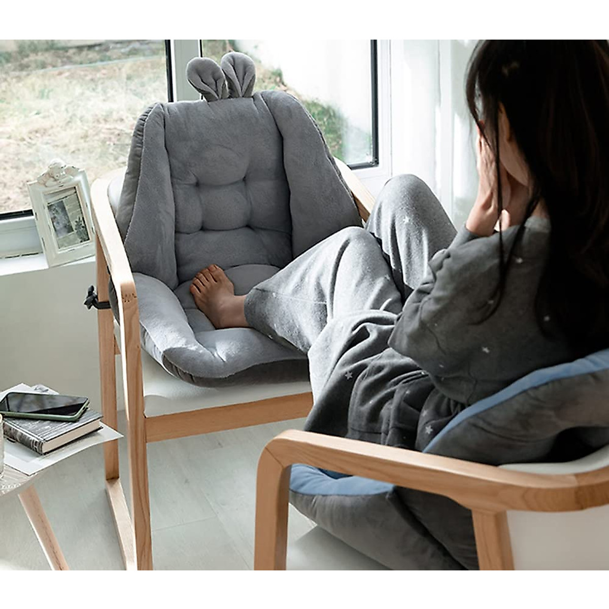 JOSON VelveJOSON Velvet Cushion, Cute Office Chair Cushion, 17.8-inch Lazy Sofa, Bedroom Office Chair, car seat Plush Comfort Cushion (Gray)