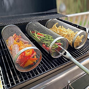 Darzheoy Stainless Steel Barbecue Cooking Grill Grate - 1PC Grill Baskets for Outdoor Grill, Vegetable Grill Basket, Portable Outdoor Camping BBQ Rack (20CM)