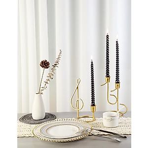 Walk Diary Halloween Candles Non-Toxic Candles Thread Design Candle Sticks 10 inches Black Taper Candles Set of 4 Ture Dripless Halloween Candlesticks Smokeless Clean Burning Black Candles