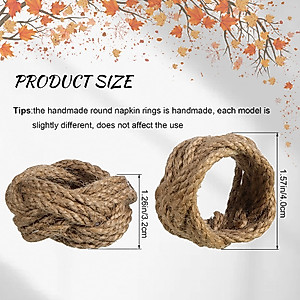Chengu Woven Napkin Rings Set of 16 Farmhouse Napkin Rings Bulk Burlap Napkin Rings for Dinning Table Nautical Napkin Rings Table Decor for Wedding Birthday Gathering Banquet Decor(Vivid Style)