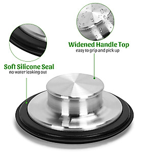 3PCS - Windran Kitchen Sink Drain Strainer and Sink Drain Stopper Set, Upgraded Double-Layer Safe Design for Most Kitchen Sink Drain Basket (4.5 Inch)