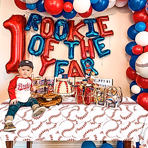 PTECDROTS 4 Pcs Baseball Tablecloths, Disposable Baseball Party Decorations Table Covers, Rectangular Baseball Pattern Table Cloth for Boys Baseball Sports Event Birthday Party Supplies, 51x86 Inch