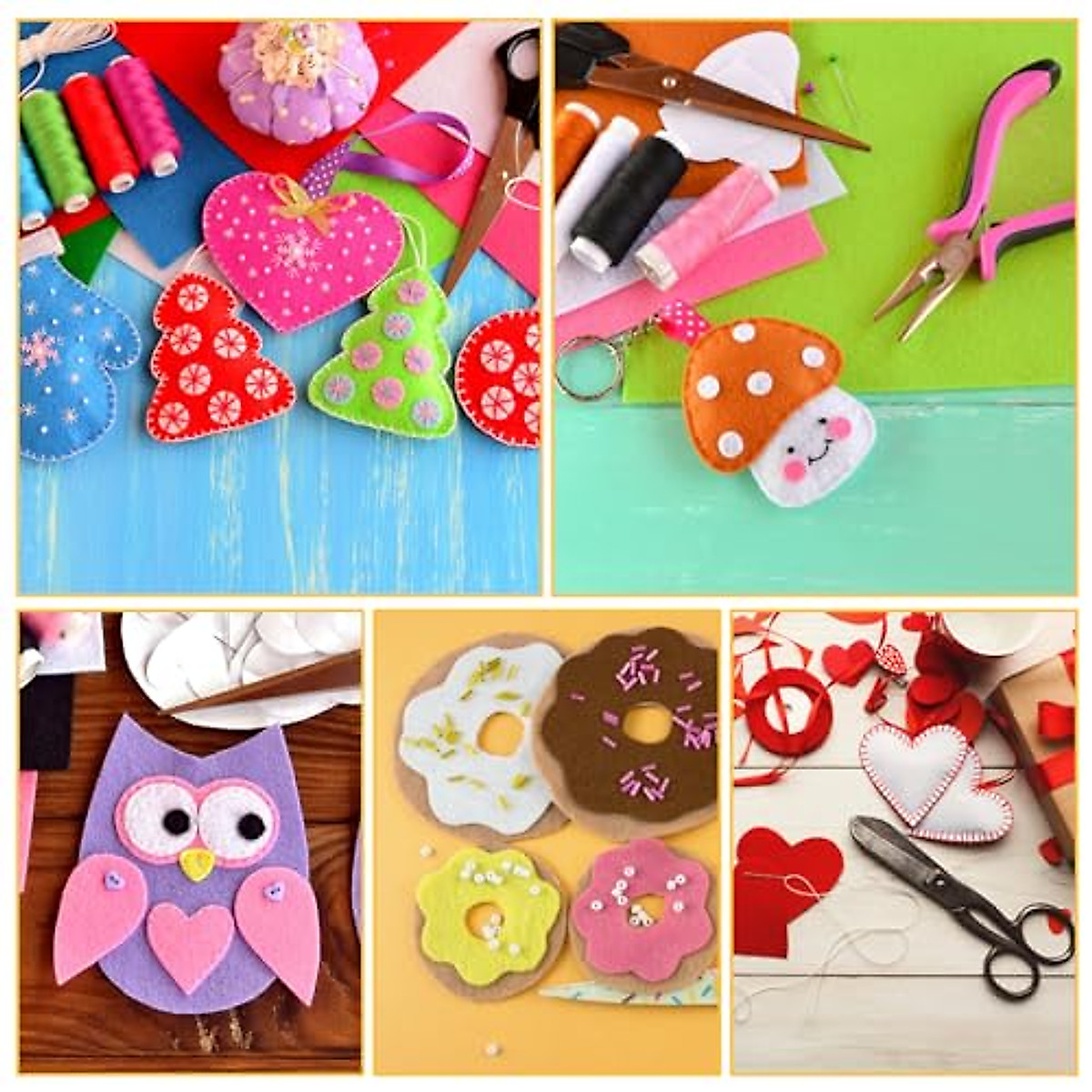 Lusofie 60Pcs White Felt Sheets 4"x4" Felt Squares 1mm Thick Felt Fabric Pre-Cut Felt Sheets for Crafts Patchwork Sewing DIY