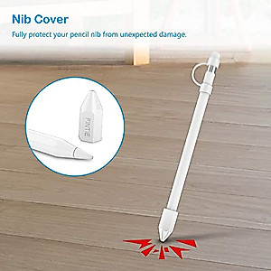 Fintie 3 Pieces Silicone Bundle Compatible with Apple Pencil 1st Generation, Soft Protective Cover Accessories Pencil Cap Holder with Nib Cover, Cable Adapter Tether, White