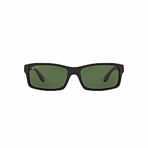 Ray-Ban RB4151 Rectangular Sunglasses, Black/Green, 59 mm