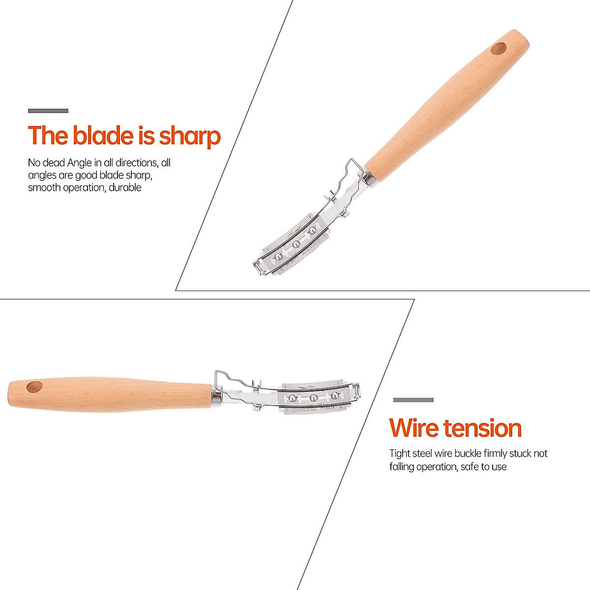 Hemoton Pig Hair Scraping Device Lame Razor Pig Hair Scraper Pork : Pig Hair Shaving Stainless Steel Meat Hair Scraper Wood Handle Blade Meat Hair Gadget Tool Meat Hair Remover