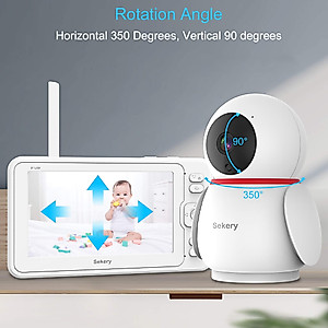 Sekery Video Baby Monitor, 1080P 5" HD Display Baby Monitor with Camera and Audio, Two-Way Audio,Temperature Monitor, Night Vision,Lullaby,VOX Mode,Recording&Playback