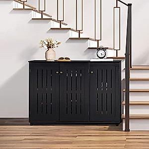 Yaheetech Free Standing Shoe Rack Adjustable Storage Organizer 4 Tier Shoe Rack Shelves Entryway Hallway Furniture for Bathroom Living Room Black