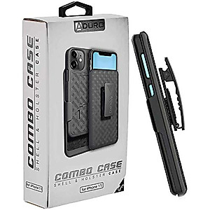 Aduro Combo Case & Holster for iPhone 11, Slim Shell & Swivel Belt Clip Holster, with Built-in Kickstand for Apple iPhone