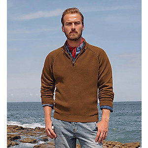 PJ PAUL JONES Mens Brown Sweater Turtleneck Men Quarter Zip Pullover Fall Sweaters for Winter XL