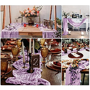 15 Pack Lavender Cheesecloth Table Runner 10Ft Gauze Cheese Cloth 35x120 Inch Boho Table Runner Romantic Table Runner Long Table Cover for Wedding Birthday Party Bridal Shower Reception Table Décor