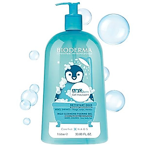 Bioderma ABCDerm Foaming Gel- for the Delicate Skin of Babies and Children, Blue, 33.8 Fl Oz