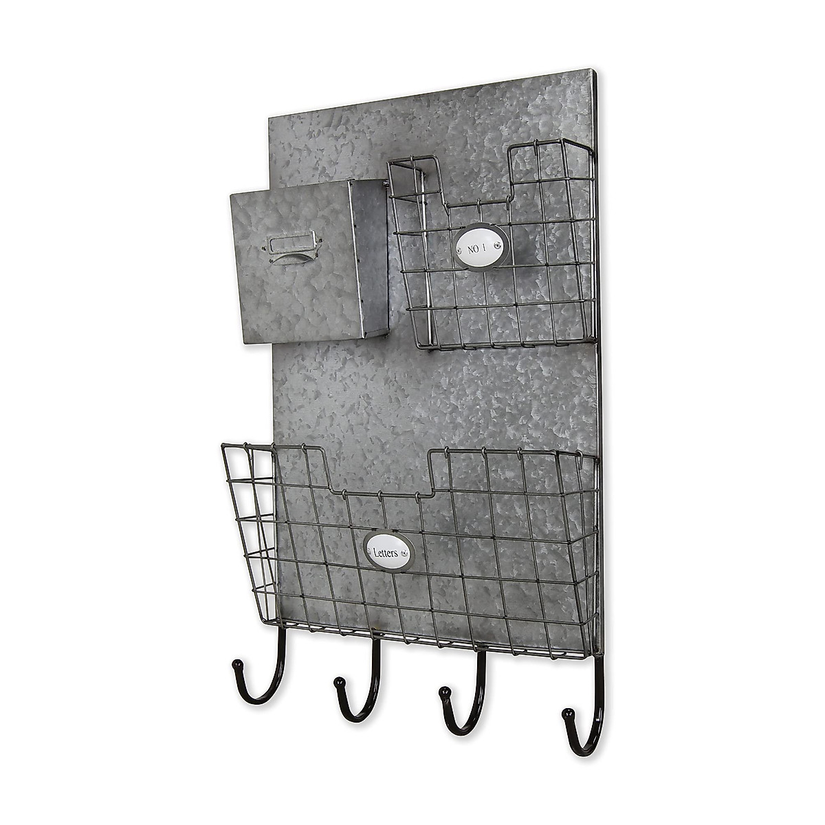 Cheung's FP-4037 Metal Wall Organizer with 4 Hooks and 3 Storage Slots