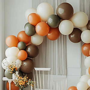 Alainzeo Brown Orange 50 Piece 12 Inch Set Latex Balloons with 33 Feet Ribbon for Birthday Party, Wedding, Graduation, Bridal Shower Decorations
