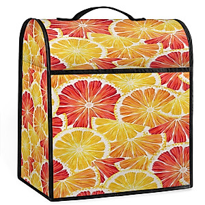 Citrus Slice Realistic Mixer Cover Dustproof Yellow Orange Stand Mixer Covers Compatible with 6/7/8 Quart Kitchen Mixer, 4 Pockets for Mixer Accessories
